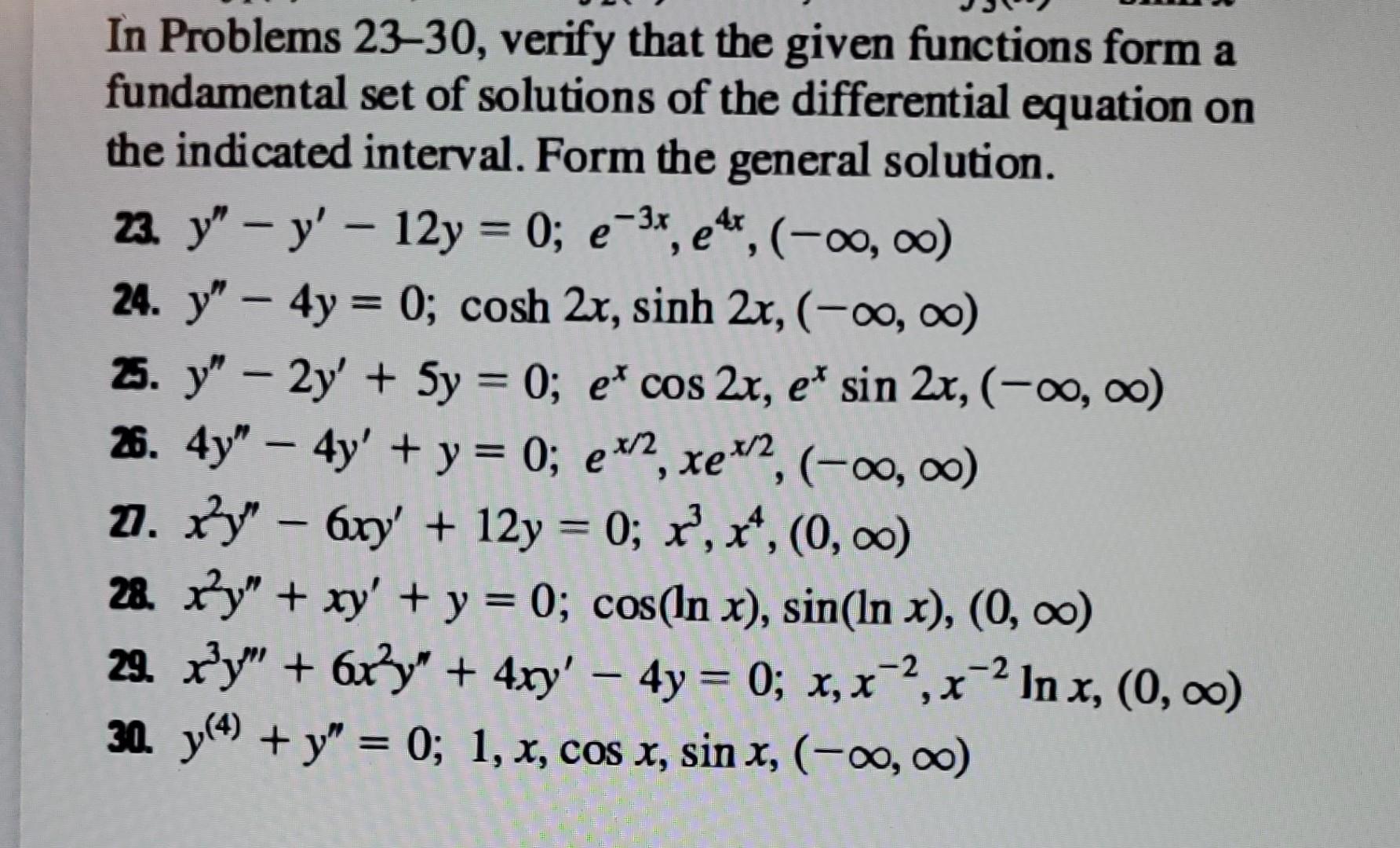 Solved In Problems 23 30 Verify That The Given Functions 9192