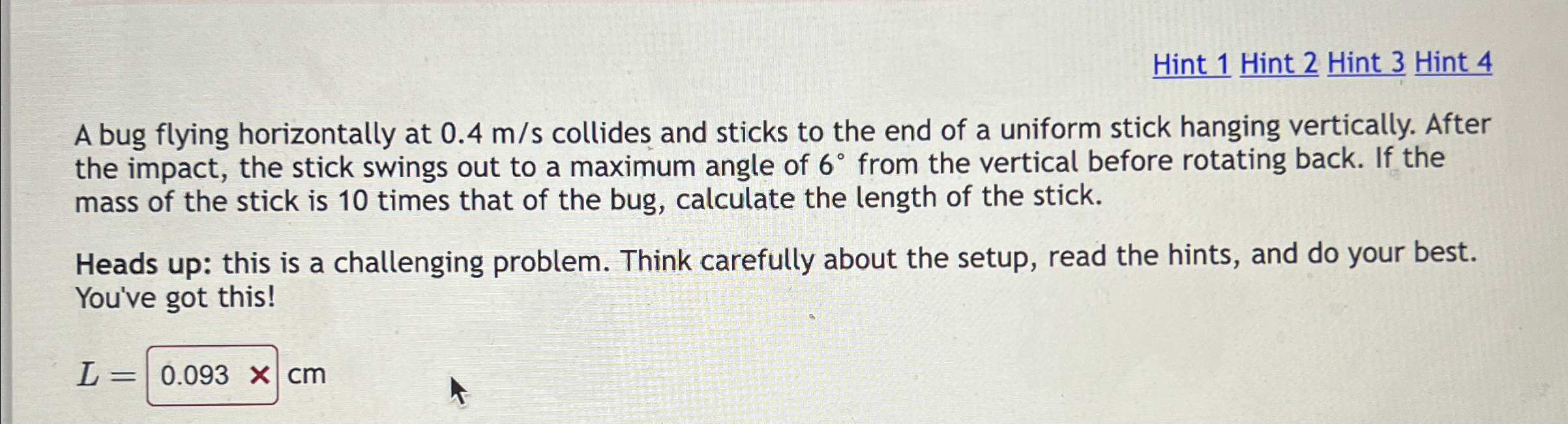 Solved Hint 1 ﻿Hint 2 ﻿Hint 3 ﻿Hint 4A bug flying | Chegg.com