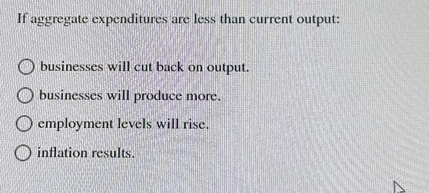 Solved If aggregate expenditures are less than current | Chegg.com