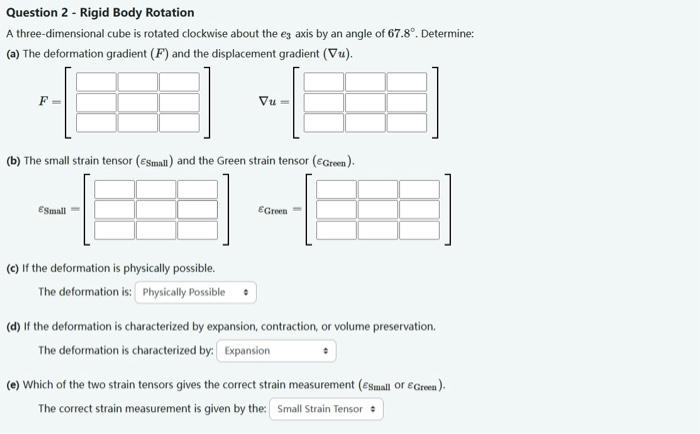 Solved Question 2 - Rigid Body Rotation A three-dimensional | Chegg.com