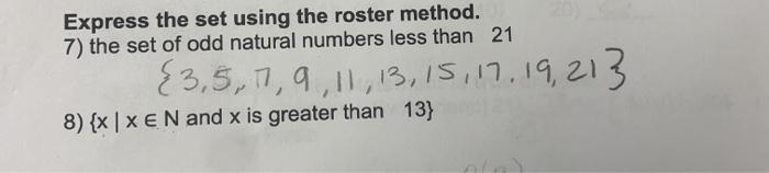 Solved Express the set using the roster method. 7) the set | Chegg.com