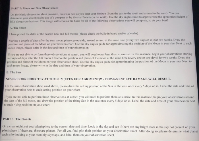 ASTRONOMY 105 Observation Lab NAME Site Limiting | Chegg.com