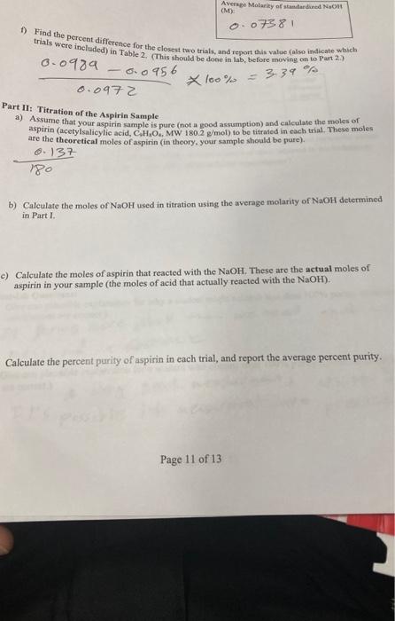 Solved Show the calculation for Pre-lab Exercise \#4, | Chegg.com