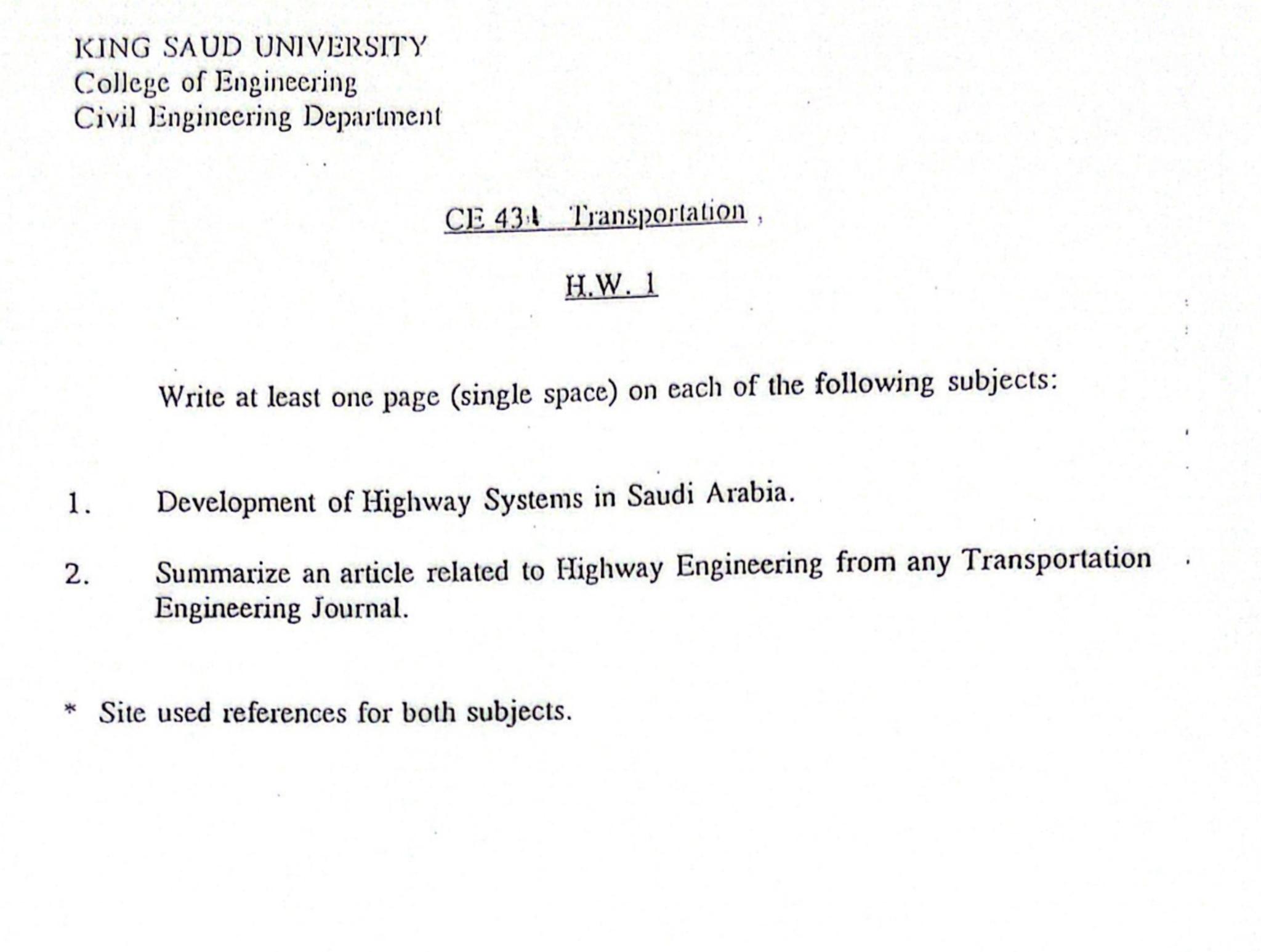 Solved KING SAUD UNIVERSITY'College of EngineeringCivil | Chegg.com