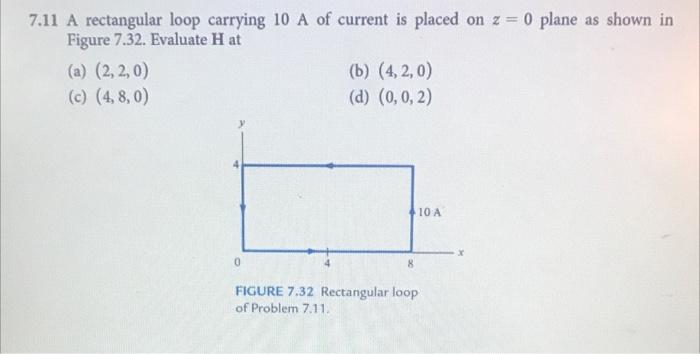 Solved 7.11 A rectangular loop carrying 10 A of current is | Chegg.com