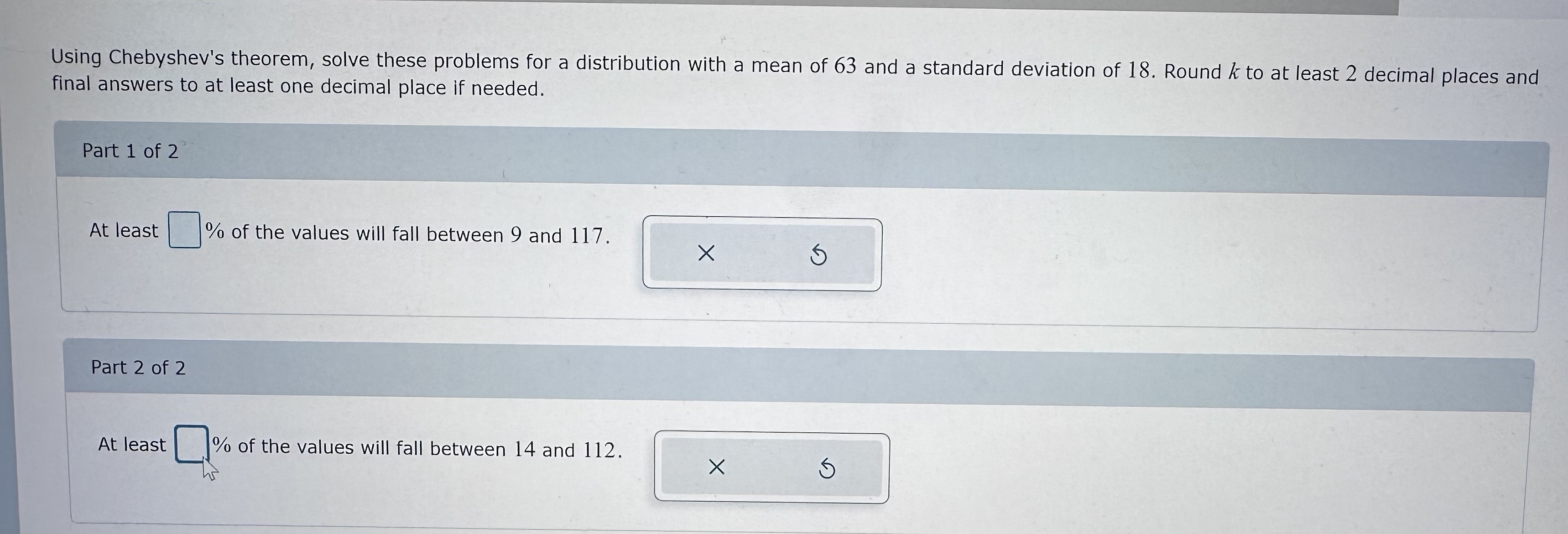 Solved Using Chebyshev's theorem, solve these problems for a | Chegg.com