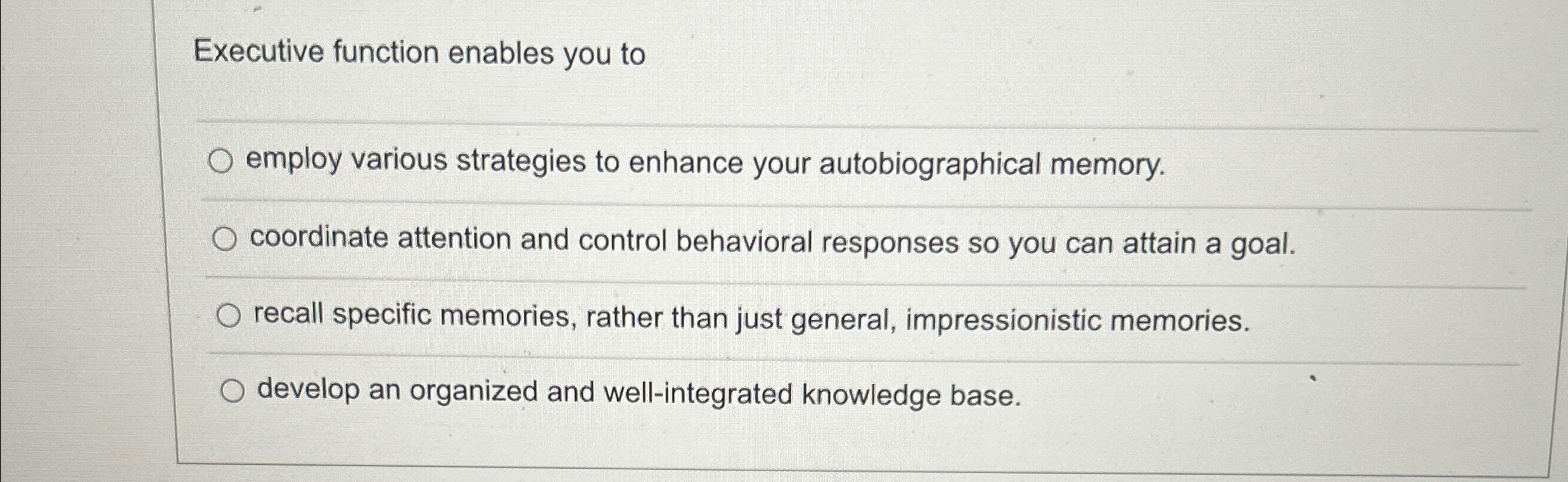 Solved Executive function enables you toemploy various | Chegg.com