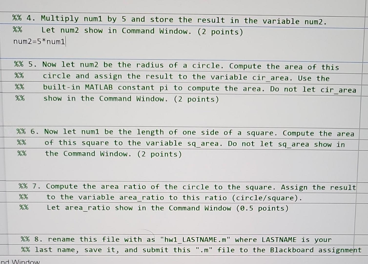 Solved \%\% 4. Multiply num1 by 5 and store the result in | Chegg.com
