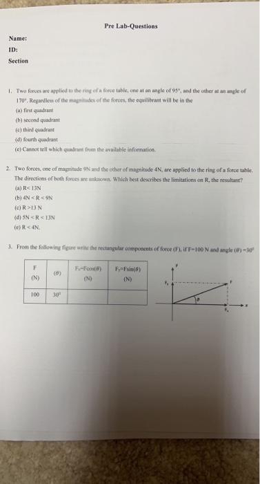 Solved Pre Lab-Questions Name: ID: Section 170. Regardlca of | Chegg.com
