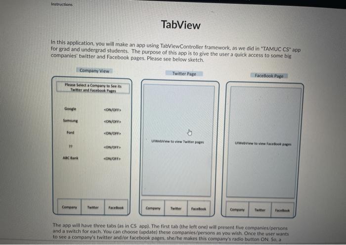 Solved Instructions TabView In this application, you will | Chegg.com