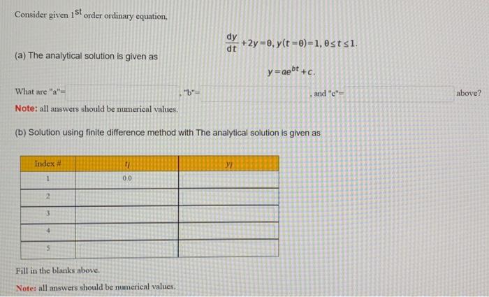 Solved Consider Given 1st Order Ordinary Equation Obx 2y 0