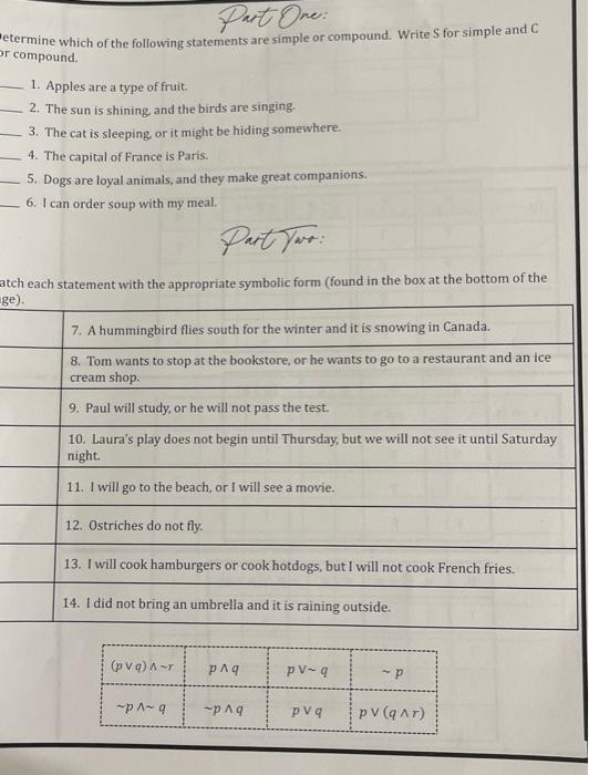 Name Directions: Construct a truth table for the | Chegg.com