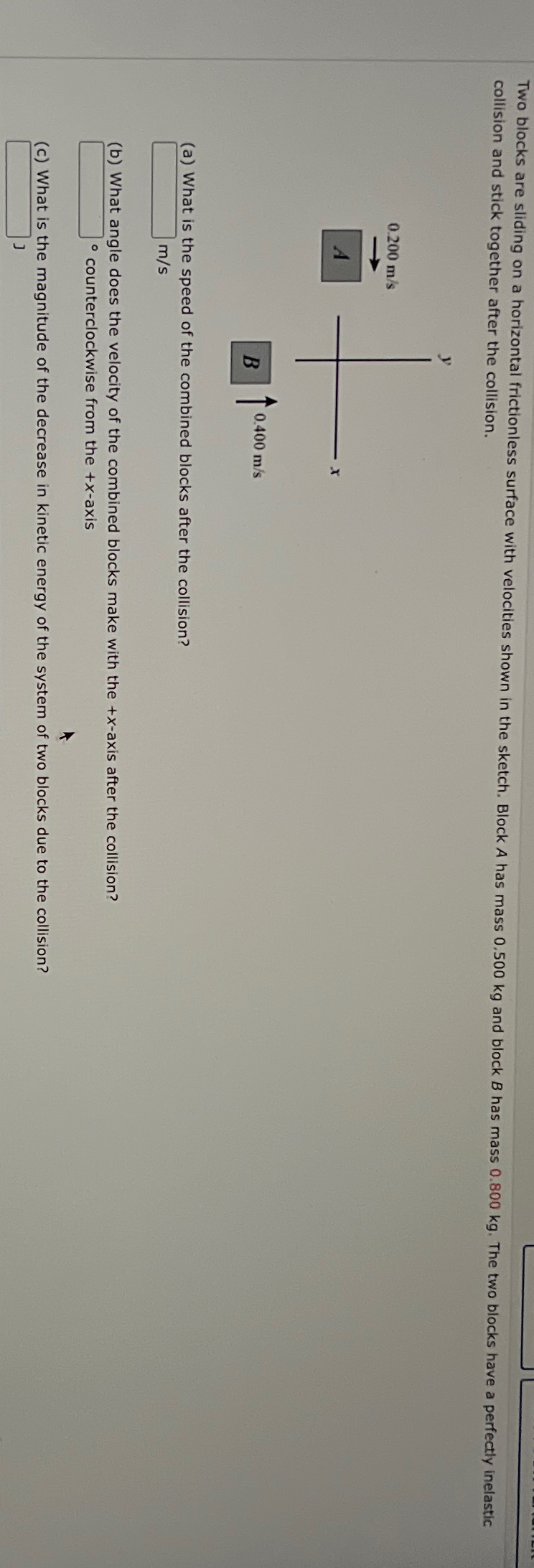 Solved Two blocks are sliding on a horizontal frictionless | Chegg.com