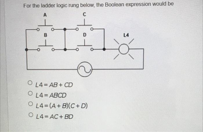 Solved For the ladder logic rung below, the Boolean | Chegg.com