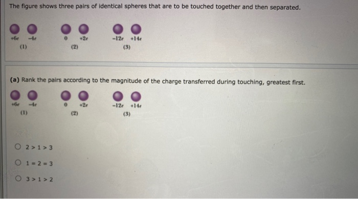 Solved The figure shows three pairs of identical spheres | Chegg.com