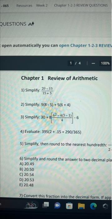 Solved Chapter 1 Review of Arithmetic 1) Simplify: 15+520−15 | Chegg.com Solved Chapter 1 Review of Arithmetic 1) Simplify: 15+520−15 | Chegg.com