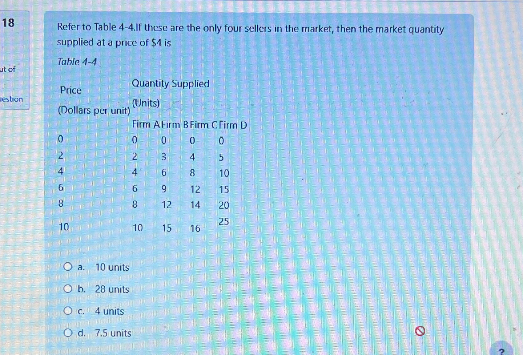 Solved 18Refer to Table 4-4.If these are the only four | Chegg.com