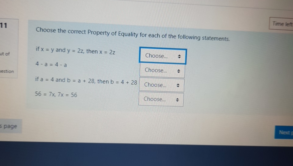 Solved Choose the correct Property of Equality for each of | Chegg.com