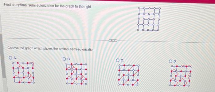 Solved Find an optimal semi-eulerization for the graph to | Chegg.com