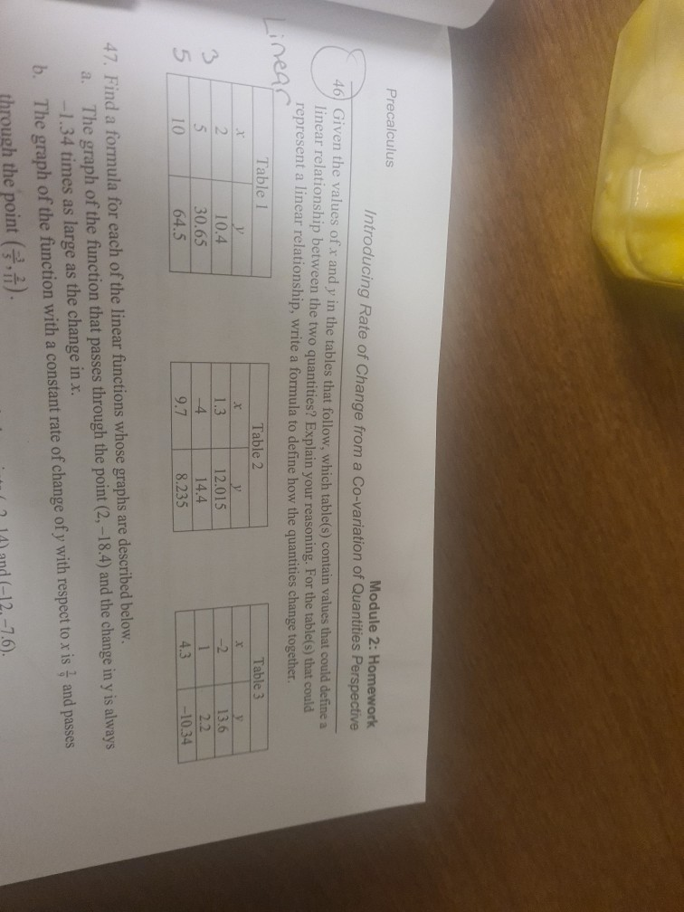 Solved Precalculus Module 2: Homework Introducing Rate of | Chegg.com