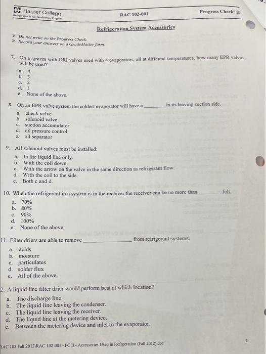 Solved Wra Harper College. RAC 102-601 Progress Checks II | Chegg.com