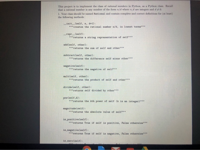 Solved This project is to implement the class of rational | Chegg.com