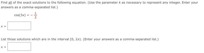 Solved Find all of the exact solutions to the following | Chegg.com
