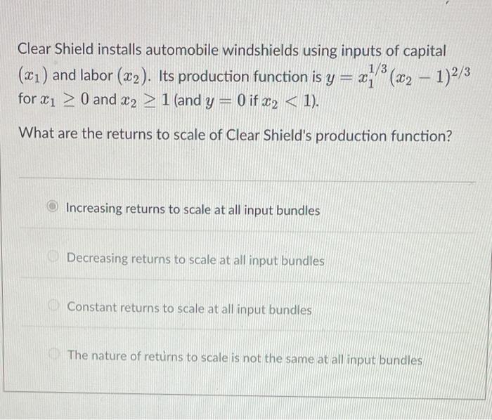 Solved Clear Shield installs automobile windshields using | Chegg.com