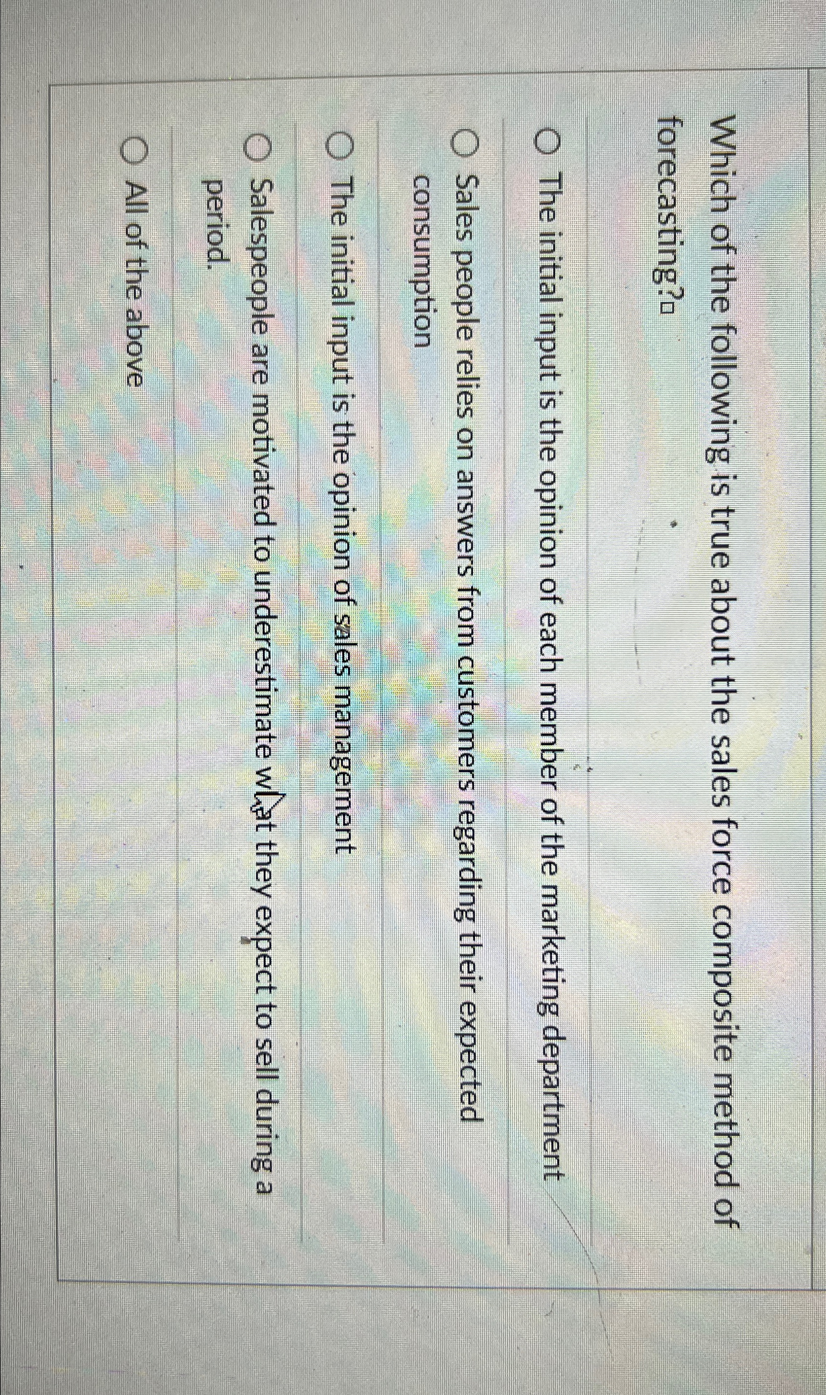 Solved Which of the following is true about the sales force | Chegg.com
