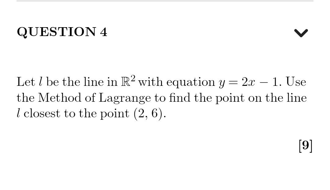 Solved Let l be the line in R2 with equation y=2x−1. Use the | Chegg.com