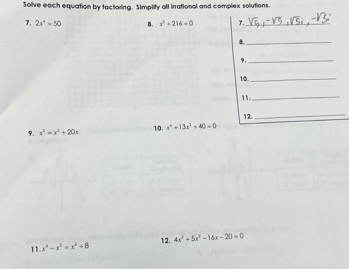 Solved Solve Each Equation By Factoring Simplify All Chegg