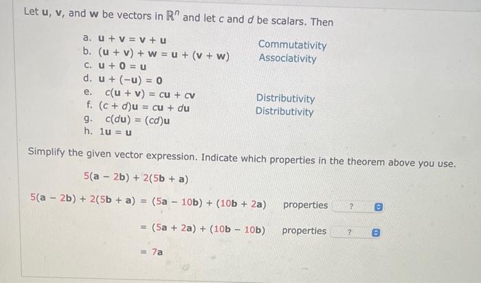 Solved Let u,v, and w be vectors in Rn and let c and d be | Chegg.com