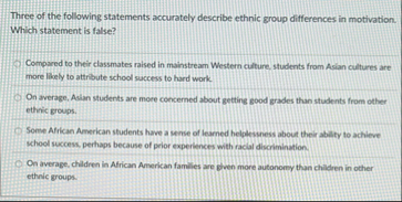 Solved Three of the following statements accurately describe | Chegg.com