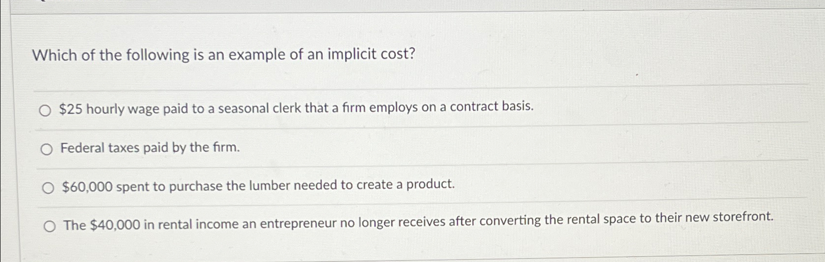 Solved Which of the following is an example of an implicit | Chegg.com