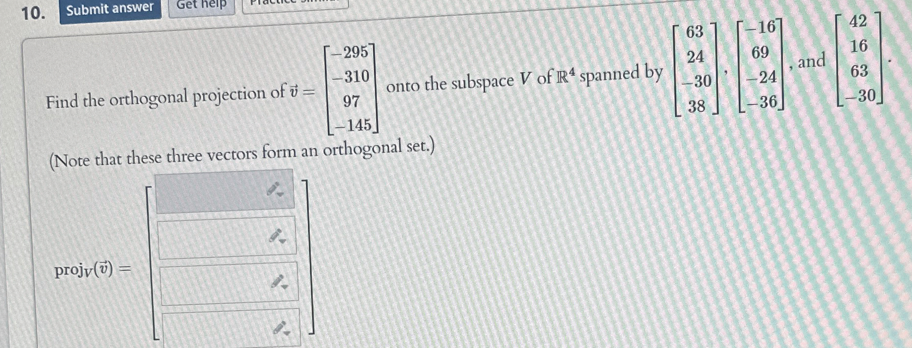Solved q, ﻿Find the orthogonal projection of | Chegg.com