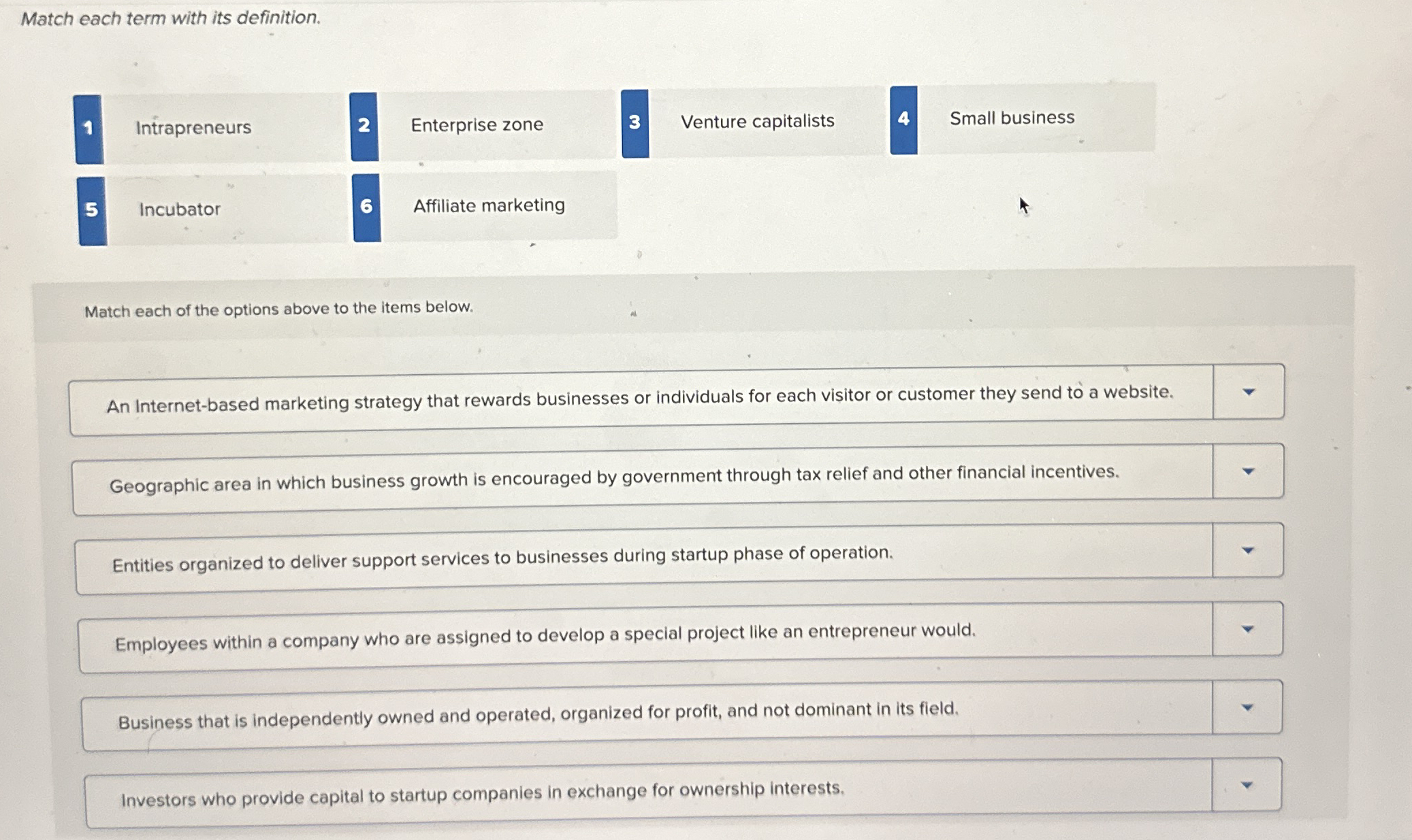 Solved Match each term with its definition.1 | Chegg.com