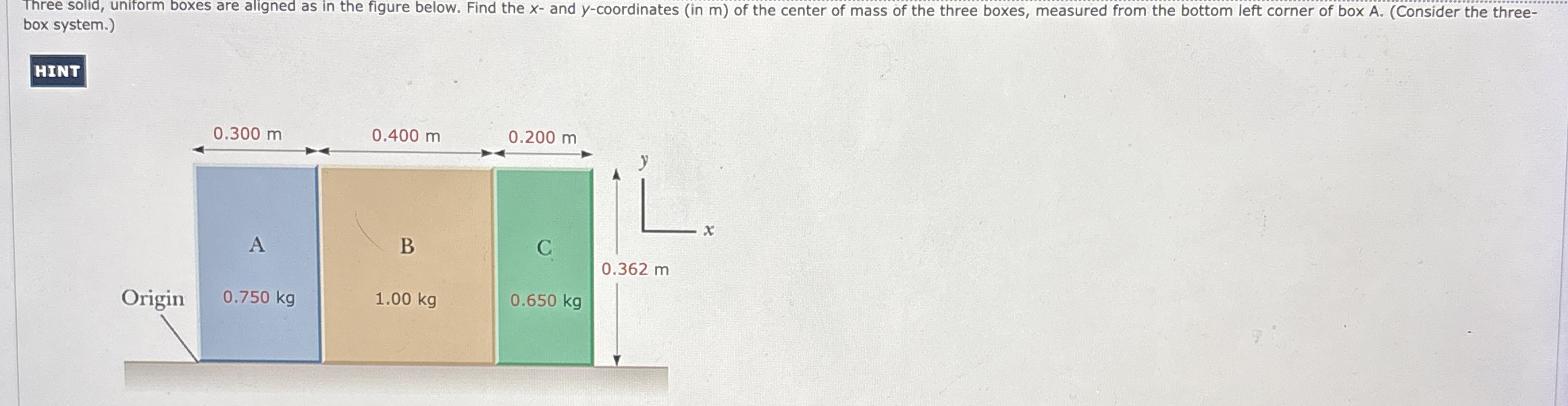 Solved Three solid, uniform boxes are aligned as in the | Chegg.com
