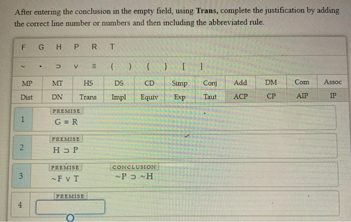 Solved After entering the conclusion in the empty field, | Chegg.com