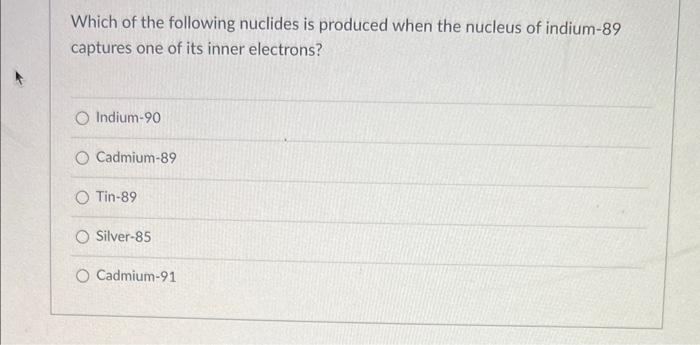 Solved Which of the following nuclides is produced when the | Chegg.com