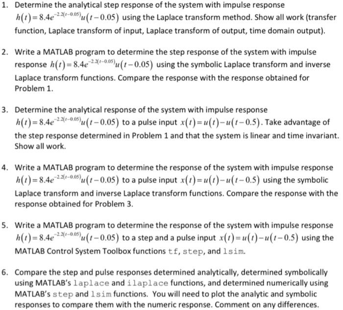 Solved Determine the analytical step response of the system | Chegg.com
