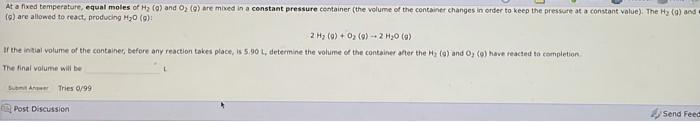 Solved At a fixed temperature, equal moles of Hz (o) and Oy | Chegg.com