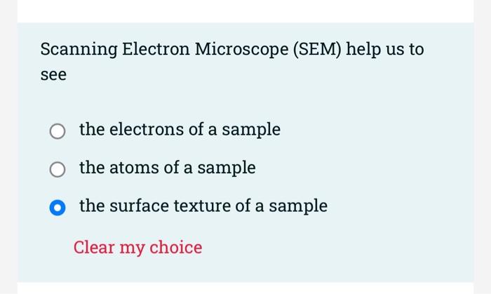 Solved Scanning Electron Microscope (SEM) help us to see the | Chegg.com