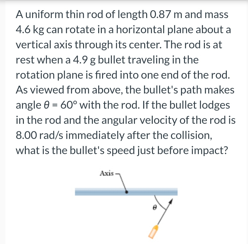 Solved A uniform thin rod of length 0.87m ﻿and mass 4.6kg | Chegg.com