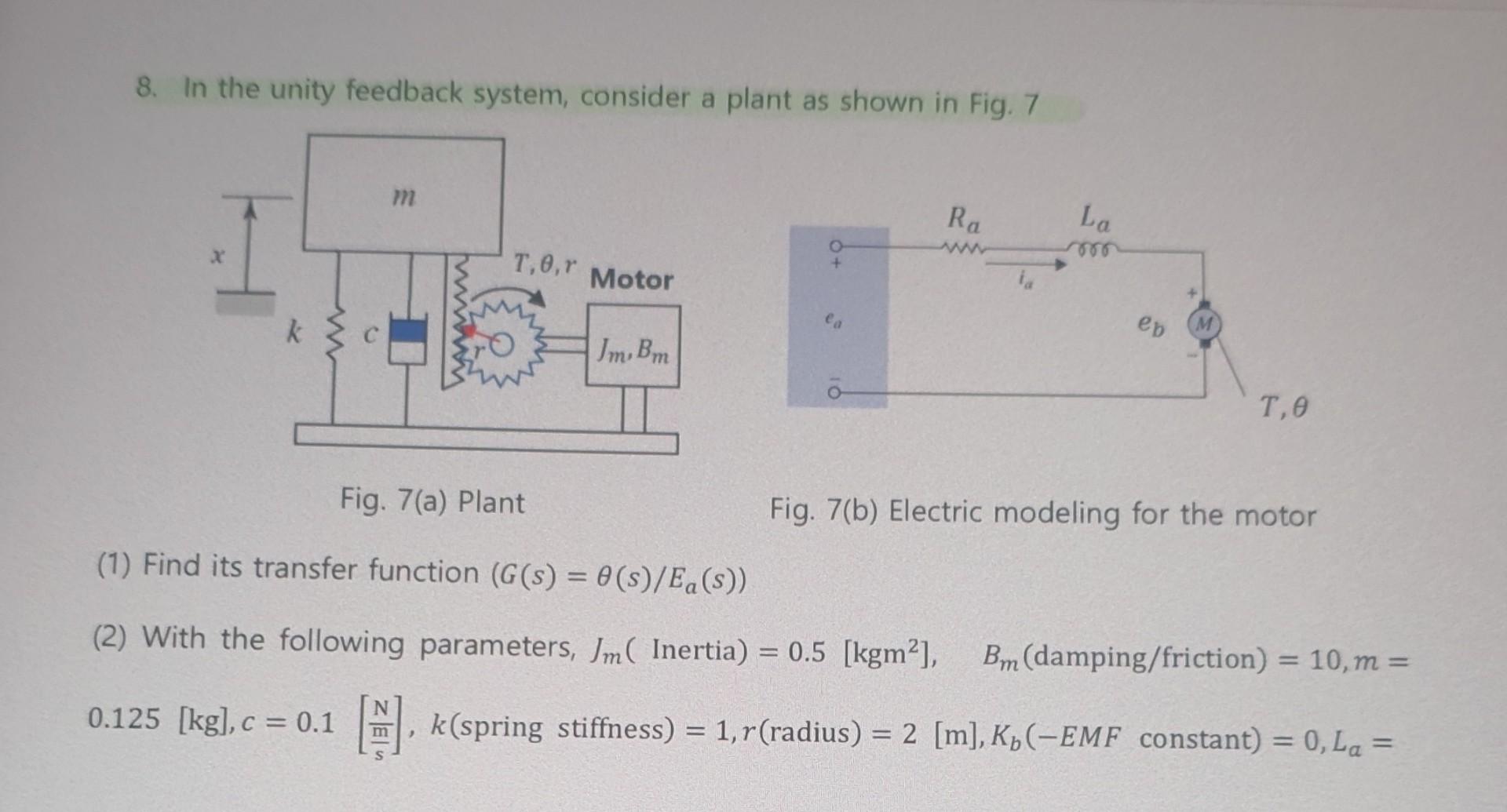 Solved 8. In the unity feedback system, consider a plant as | Chegg.com