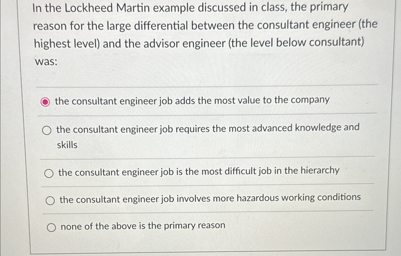 Solved In the Lockheed Martin example discussed in class, | Chegg.com