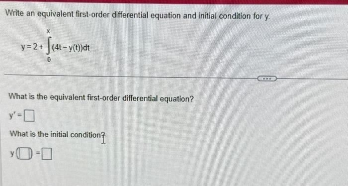 Solved Write an equivalent first-order differential equation | Chegg.com