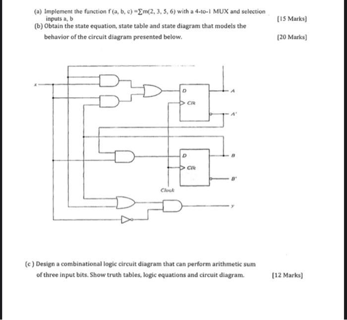 Solved (a) Implement the function f(a,b,c)=∑m(2,3,5,6) with | Chegg.com