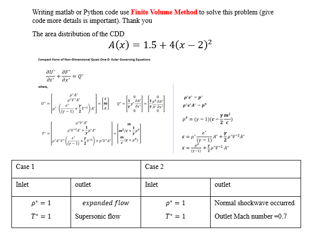 Solved Writing matlab or Python code use Finite Volume | Chegg.com