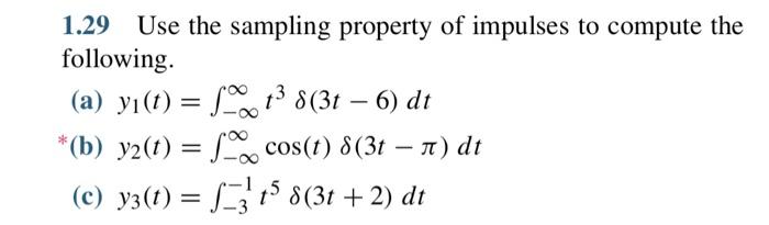 Solved 1.29 Use the sampling property of impulses to compute | Chegg.com