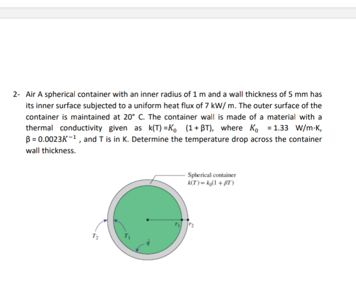 2- Air A spherical container with an inner radius of | Chegg.com